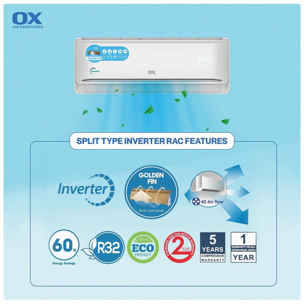 OX 2.5HP Wall Mounted Split Type Inverter Aircon OX-W24-VF - BoomUpp